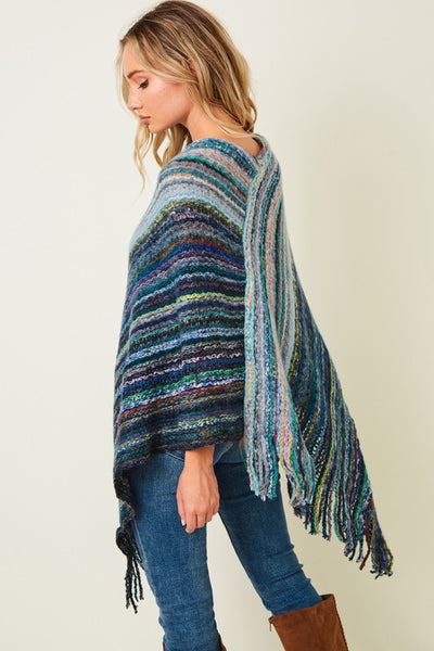 Blue Fluffy Yarn Poncho – Hippie Vibe Tribe