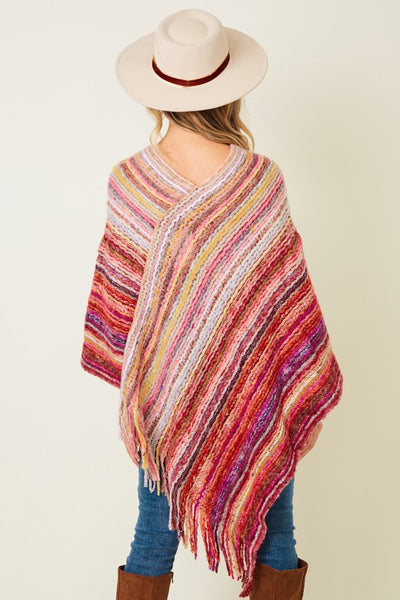 Red Fluffy Yarn Poncho – Hippie Vibe Tribe
