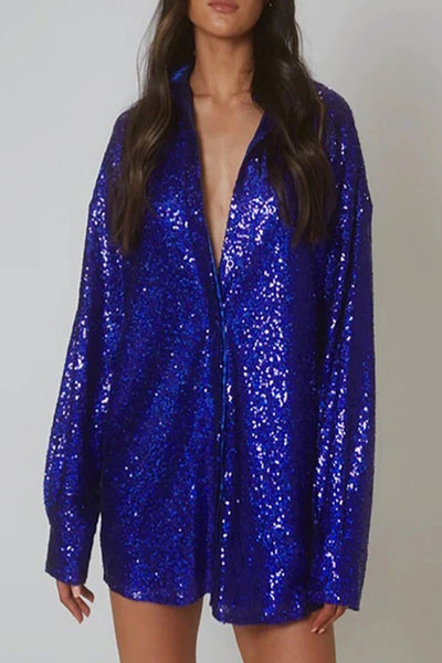 Cobalt Blue Sequin Shirt Dress – Hippie Vibe Tribe
